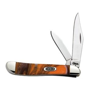 case cutlery 9220of oktoberfest corelon peanut pocket knife with stainless steel blades, orange, black and white mixed corelon