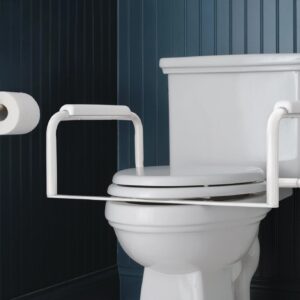 Moen Glacier White Home Care Bathroom Safety Toilet Grab Bar, Toilet Rails for Seniors, DN7015