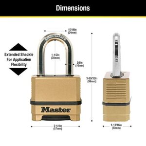 Master Lock Outdoor Combination Lock, Heavy Duty Weatherproof Padlock, Resettable Combination Lock for Outdoor Use, M175XDLF, Brass Finish