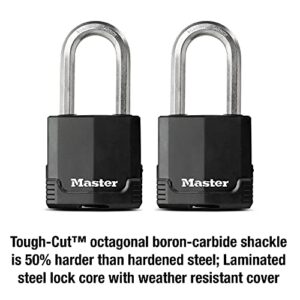 Master Lock M515XTLH Magnum Heavy Duty Padlock with Key, 2 Pack Keyed-Alike, Black