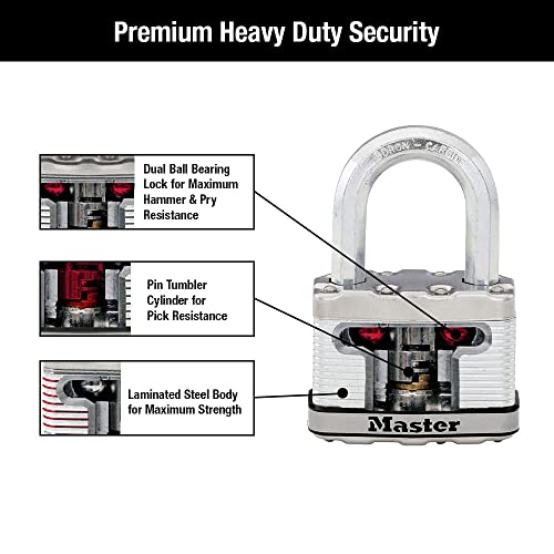 Master Lock M15XDLF Magnum Heavy Duty Padlock with Key, 1 Pack, Laminated