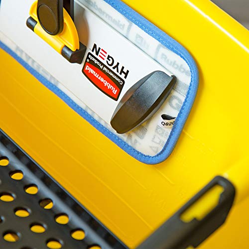 Rubbermaid Commercial Mop Bucket, Press Wring Mop Bucket for Microfiber Flat Mops, Mop Bucket with Wringer On Wheels,18" Yellow