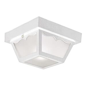 design house 501858 traditional 2-light outdoor/indoor ceiling light dimmable with frosted glass for porch entryway patio, white