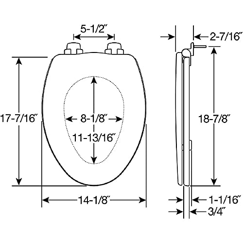 Mayfair 1830NISL 000 Will Slow Close and Never Come Loose Toilet Seat, 1 Pack - ELONGATED, White - Brushed Nickel Hinges