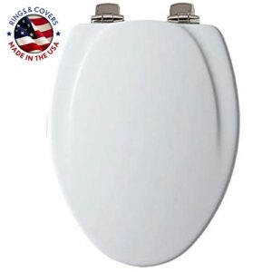 Mayfair 1830NISL 000 Will Slow Close and Never Come Loose Toilet Seat, 1 Pack - ELONGATED, White - Brushed Nickel Hinges