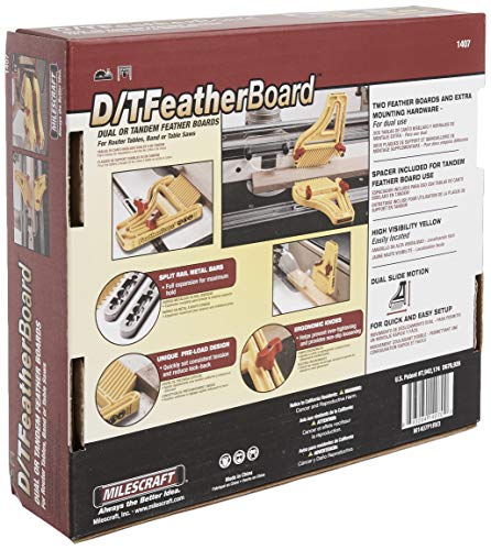 Milescraft 1407 D/T Feather Board – Universal Dual or Tandem Feather Boards for Woodworking on Table Saws, Router Tables and Band Saws