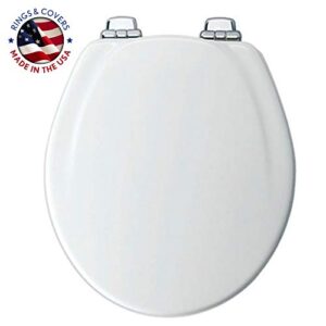 Mayfair 830CHSLB 000 Toilet Seat, 1 Pack-ROUND, White-Chrome Hinges