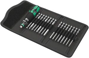 wera 5059295001 kk 60 kraftform bitholding screwdriver and 3 1/2-inch bit pouch set, 17-piece, multi