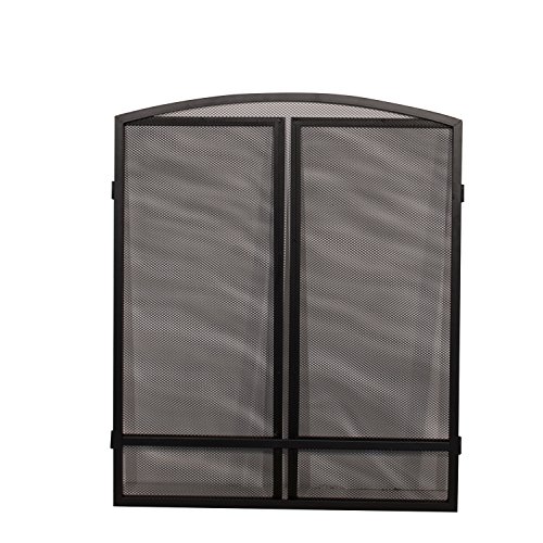 Panacea Products 15951 3-Panel Arch Screen with Double Bar for Fireplace, 29.25 Inch