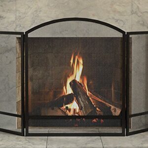 Panacea Products 15951 3-Panel Arch Screen with Double Bar for Fireplace, 29.25 Inch