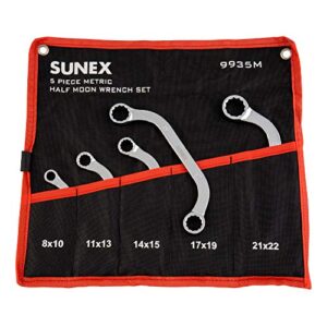 sunex 9935m metric half moon wrench set, 5-piece