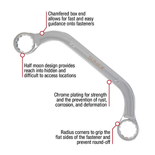 Sunex 9935M Metric Half Moon Wrench Set, 5-Piece