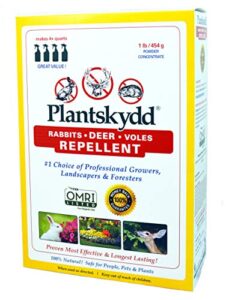 plantskydd animal repellent - repels deer, rabbits, elk, moose, hares, voles, squirrels, chipmunks and other herbivores; soluble powder concentrate - 1 lb box - makes 1 gallon liquid (psp-r1)