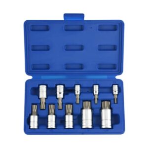 neiko 10078a xzn triple square spline bit socket set | 11 piece long and short | 12 point | crv steel