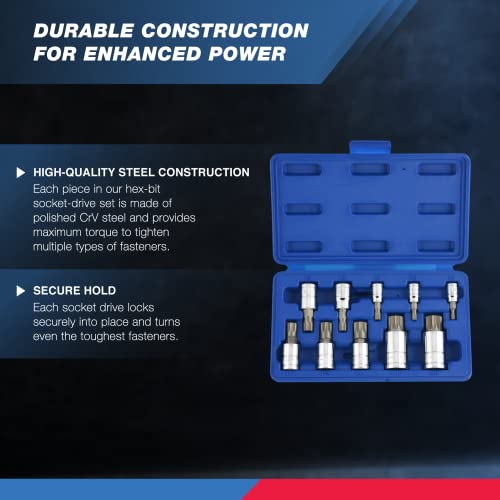 NEIKO 10078A XZN Triple Square Spline Bit Socket Set | 11 Piece Long and Short | 12 Point | CrV Steel