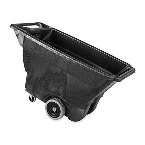 Rubbermaid Commercial Products Tilt Dump Truck, 1250 lbs 1 Cubic Yard Heavy Load Capacity with Wheels, Trash Recycling Cart, Black