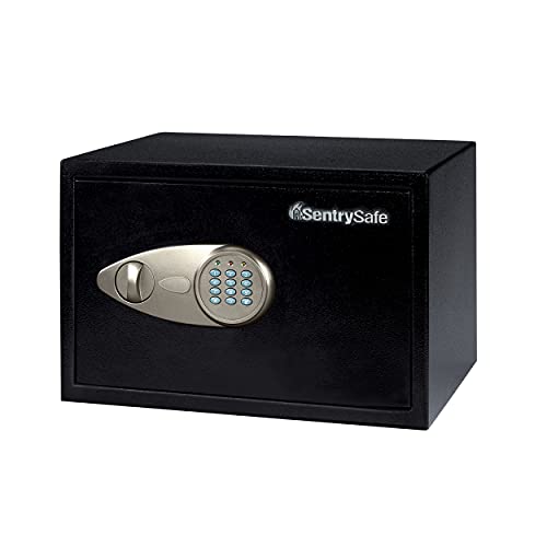 SentrySafe Security Safe with Digital Keypad Lock, Steel Safe with Interior Lining and Bolt Down Kit, California DOJ Certified for Firearm Storage, 0.58 Cubic Feet, 8.7 x 13.8 x 9.7 Inches, X055