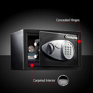 SentrySafe Security Safe with Digital Keypad Lock, Steel Safe with Interior Lining and Bolt Down Kit, California DOJ Certified for Firearm Storage, 0.58 Cubic Feet, 8.7 x 13.8 x 9.7 Inches, X055