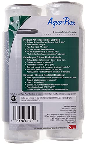 3M Aqua-Pure - 70020318526 AP1 Whole House Standard Sump Replacement Water Filter Drop-in Cartridge AP117NP, 5541731, 2 Per Case, 1-(Pack), Gray