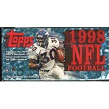 1998 topps football series factory sealed set which includes rookie cards of peyton manning and randy moss plus stars including jerry rice, brett favre, john elway, dan marino, troy aikman, barry sanders, joe montana and many others.