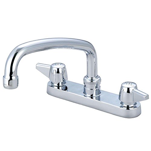 Central Brass 0125-A Two Handle 6" Installation Cast Brass Kitchen Faucet Chrome Commercial Quality Easy Installation