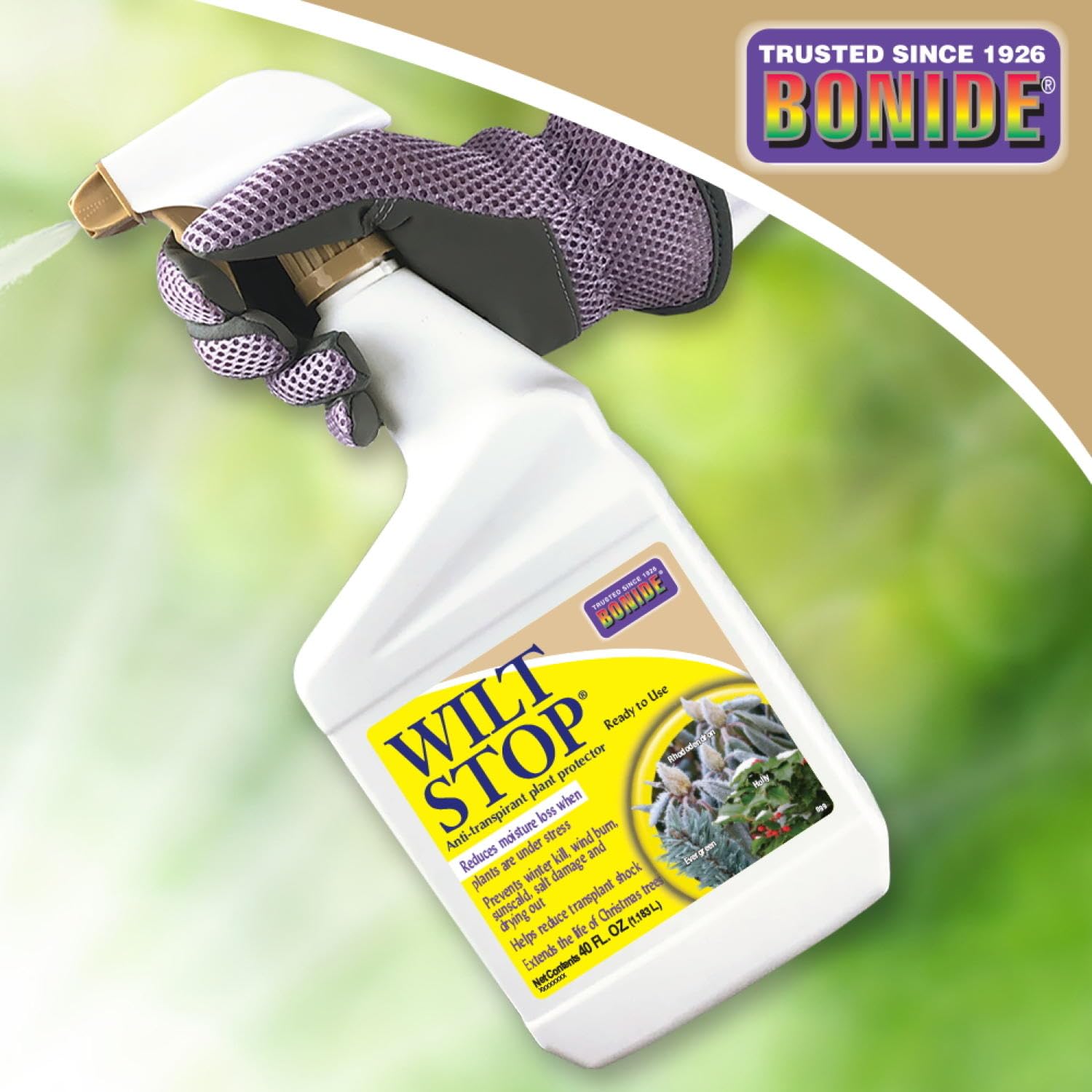 Bonide Wilt Stop, 40 oz Ready-to-Use Spray Anti-Transpirant Plant Protector, Long Lasting Effects, Extend the Life of Plants