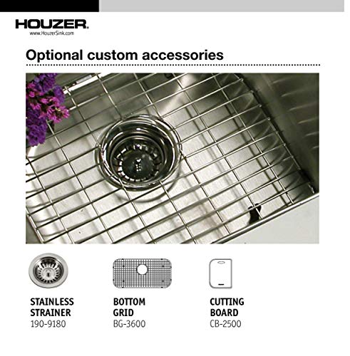 Houzer MGS-3018-1 Medallion Gourmet Series Undermount Stainless Steel Large Single Bowl Kitchen Sink