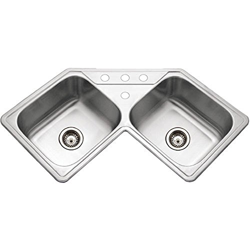 HOUZER LCR-3221-1 Kitchen Sink, 31-7/8 in. W x 31-7/8 in. D x 8 in. H, Stainless Steel