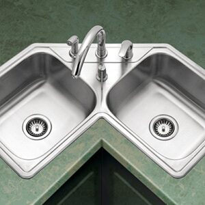 HOUZER LCR-3221-1 Kitchen Sink, 31-7/8 in. W x 31-7/8 in. D x 8 in. H, Stainless Steel