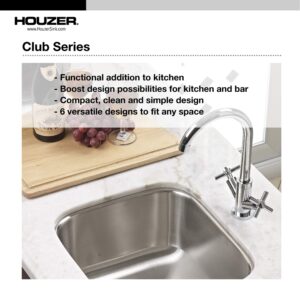 Houzer CS-1105-1 Club Series Undermount Bar Prep Sink, Basket Strainer Included, 9.25" x 18" x 5.5"D, Stainless Steel