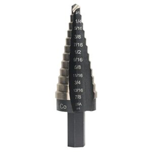 irwin step drill bit, 3/16-inch to 7/8-inch, cobalt alloy steel, 3/8-inch shank (10234cb)