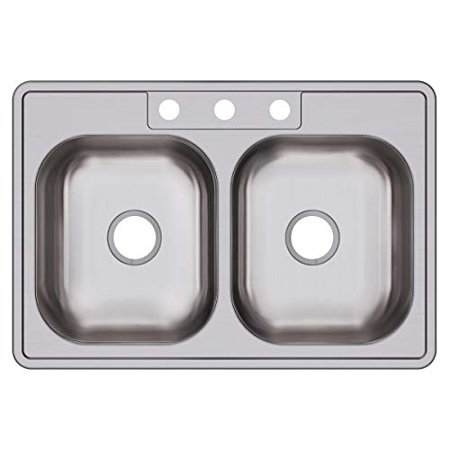 Dayton D233223 Equal Double Bowl Top Mount Stainless Steel Sink