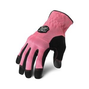 ironclad tuff chix women's work gloves tcx, designed for women's hands, performance fit, durable, machine washable, (1 pair), medium pink