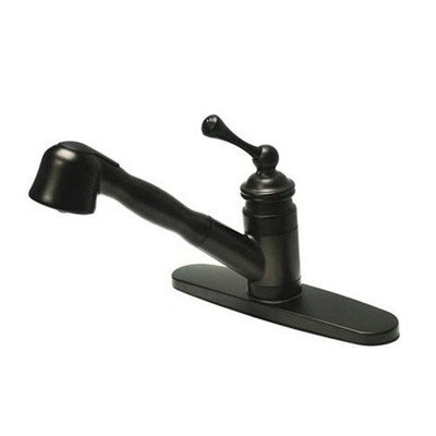 Vintage Single Handle Centerset Kitchen Faucet with Buckingham Lever Handles and Pull Out Spray Finish: Oil Rubbed Bronze