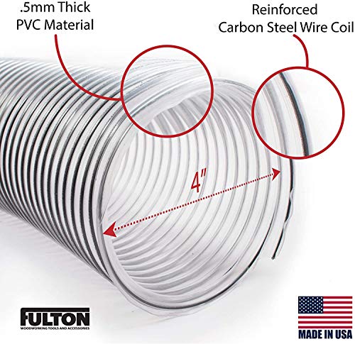 4" x 20’ Ultra Flex Clear Vue Heavy Duty PVC Dust Debris and Fume Collection Hose MADE IN USA!