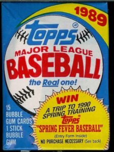 1989 topps baseball cards unopened hobby pack (15 cards per pack)