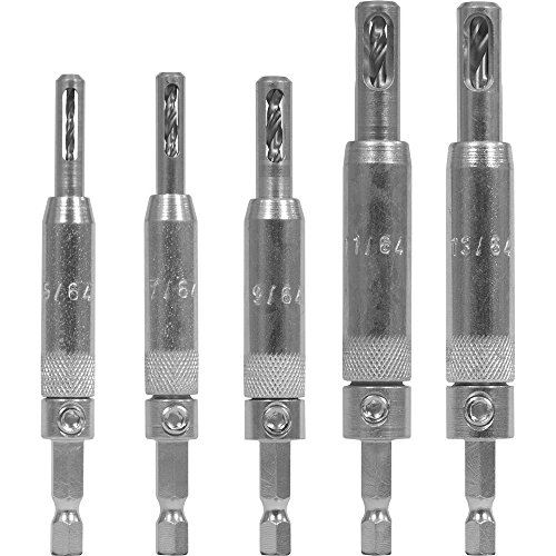 Snappy Tools 5pc Self Centering Hinge Drill Bit Set, Spring Loaded. Proudly Made in the USA.