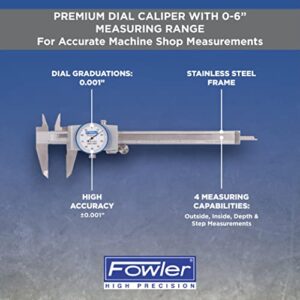 Fowler 52-008-706-0, Premium Dial Caliper With 0-6" Measuring Range (White)