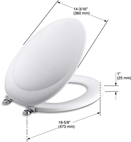 KOHLER K-4615-CP-0 Revival Elongated Toilet Seat with Polished Chrome Hinges, White