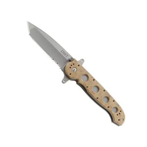 columbia river knife & tool m16-14zsf edc folding pocket knife: everyday carry, serrated edge blade, tanto, automated liner safety, dual hilt, bead blast blade / desert nylon handle, 4-position pocket clip,beige