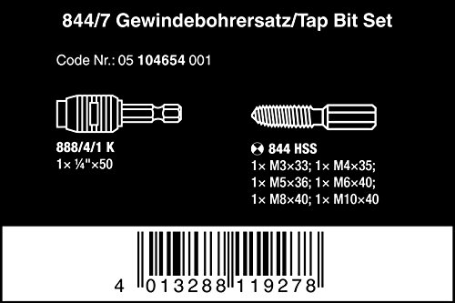 Wera 05104654001 844/7 Mm Tap Bit Set - Silver