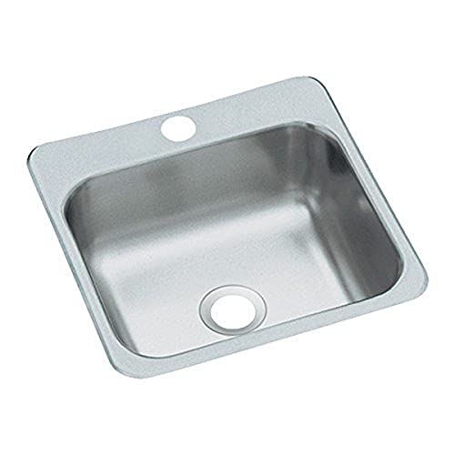 Kohler STERLING B153-1 Secondary Sink 15-Inch by 15-Inch Top-mount Single Bowl Bar Sink, 1.44, Stainless Steel