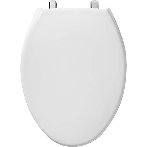 BEMIS 1900SS 000 Commercial Heavy Duty Closed Front Toilet Seat with Cover and Stainless Steel Self-Sustaining Hinges, ELONGATED, Plastic, White