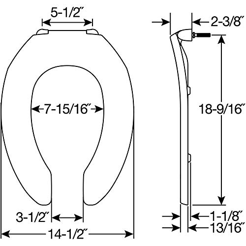 BEMIS 1955SSCT 000 Commercial Heavy Duty Open Front Toilet Seat without Cover will Never Loosen & Reduce Call-backs, ELONGATED, Plastic, White