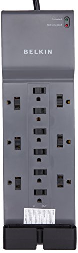 Belkin 12-Outlet Home and Office Series Surge Protector, 8ft Cord, Gray