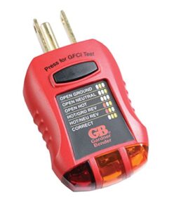 gardner bender gfi-3501 ground fault receptacle tester & circuit analyzer, 110-125v ac, for gfci / standard / extension cords & more, 7 visual led tests , red