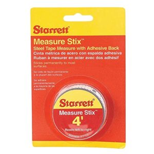 Starrett Tape Measure Stix with Adhesive Backing - Mount to Work Bench, Saw Table, Drafting Table - 1/2" x 4', English Metric, Left-Right Reading - SM44W