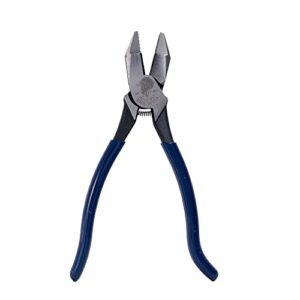 Klein Tools D213-9ST High-Leverage Ironworker's Pliers, Twist and Cut Soft Annealed Tie Wire, Hook Bend Handle, Spring Loaded, Heavy-Duty Jaws