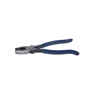 Klein Tools D213-9ST High-Leverage Ironworker's Pliers, Twist and Cut Soft Annealed Tie Wire, Hook Bend Handle, Spring Loaded, Heavy-Duty Jaws