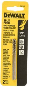 dewalt dw1908 gold ferrous oxide drill bit split point 1/8-inch dia carded, gold